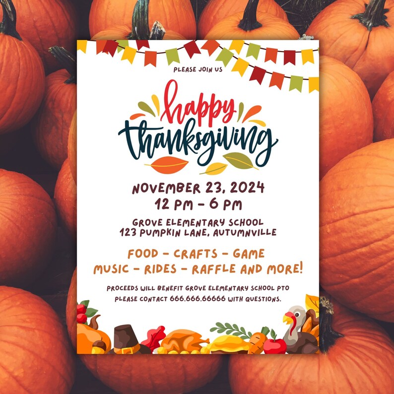 EDITABLE Fall Thanksgiving Festival, Harvest Flyer, Printable ...