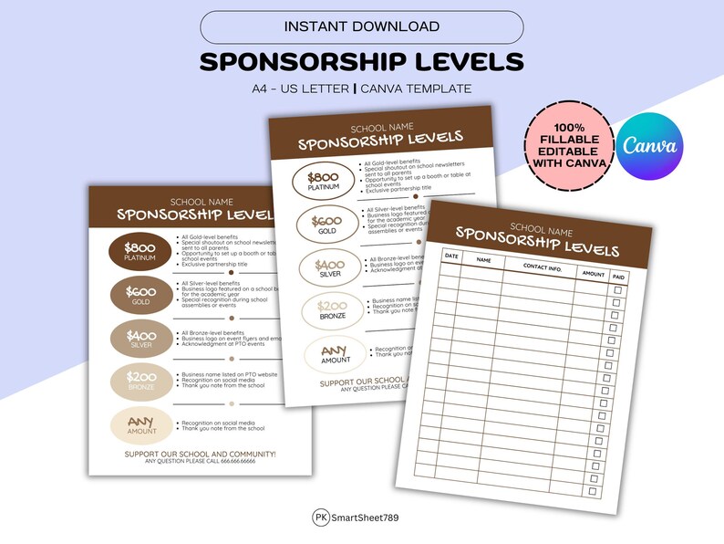 Editable Club Sponsorship Flyer Template: School PTA/PTO (canva, A4/US ...