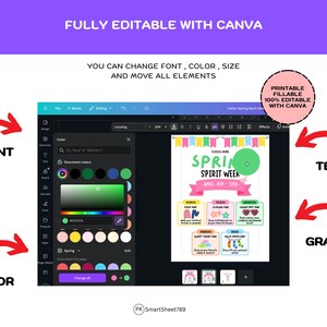 Editable Spring Spirit Week Flyer Canva Template, School Spirit ...