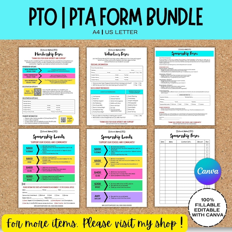 Editable Sponsorship Level Flyer Template: School PTA/PTO (digital ...