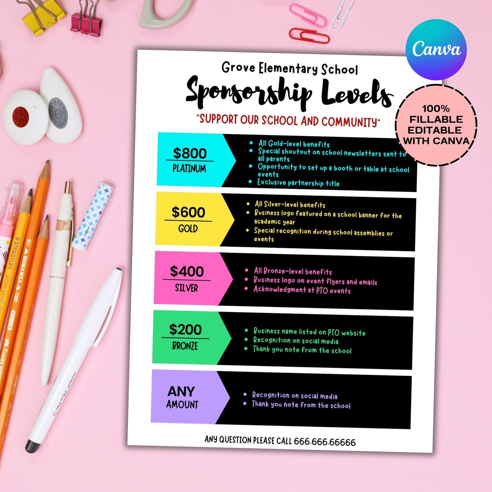 Editable Club Sponsorship Flyer Template: School PTA/PTO (canva ...