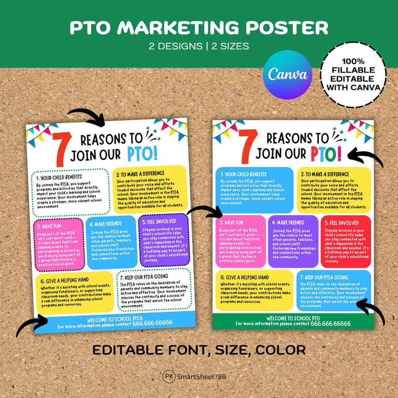Editable PTA PTO Flyer Bundle: School Event Templates (canva) - Etsy