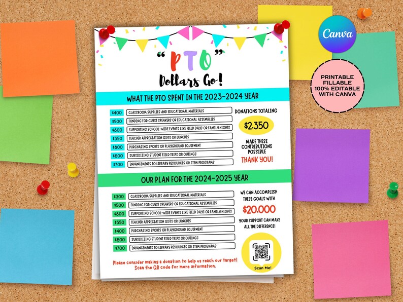 Editable PTO PTA Form, Explanation of Dollars Sponsorship Membership ...