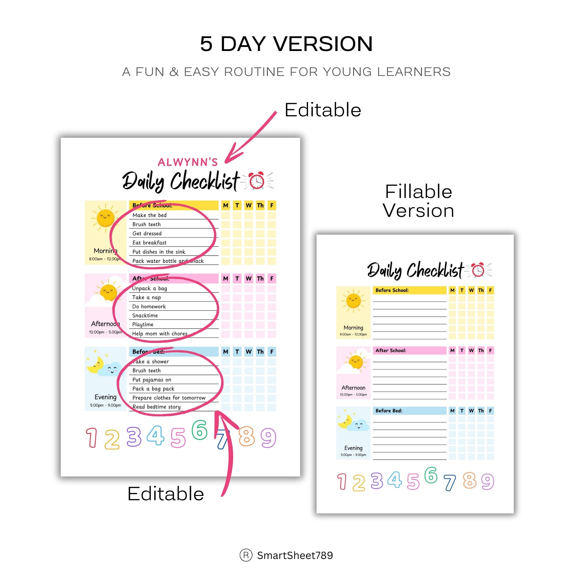Preschool Daily Checklist, Back to School, Child's Routine Planner ...