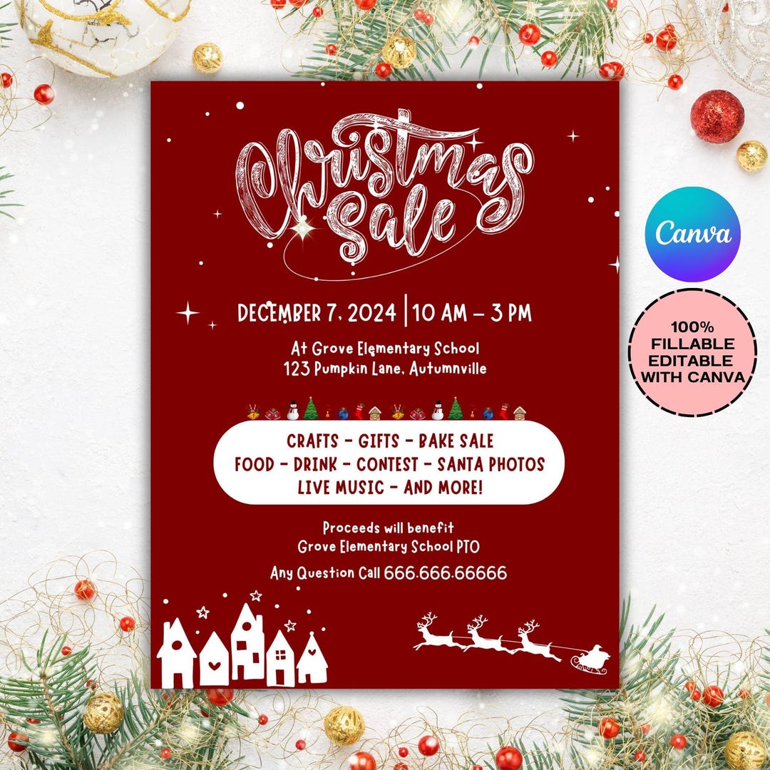 Christmas Festival Flyer, DIY Flyer Template Design, Holiday Festive ...