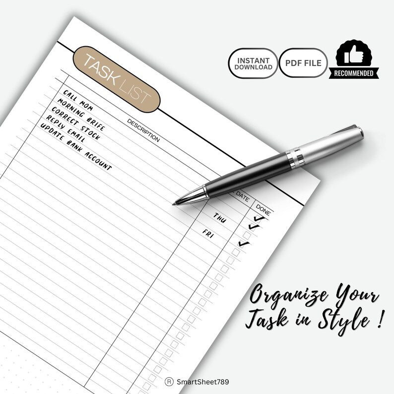 Simple Task List Template, Daily Weekly Monthly Planner, Checklist, to ...