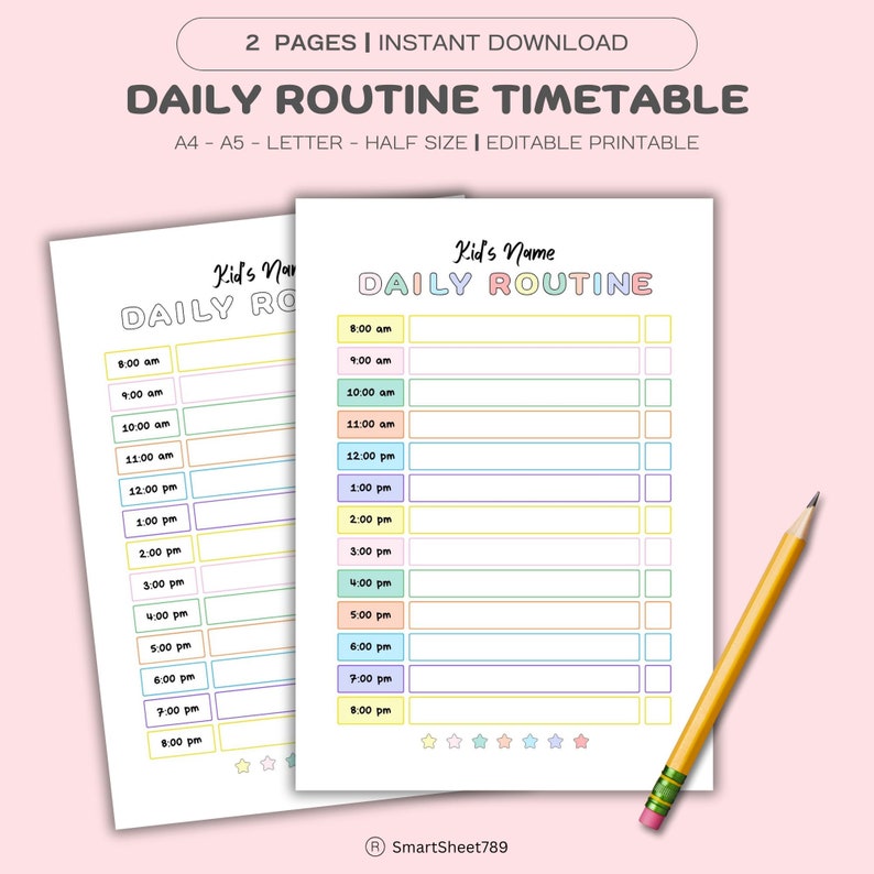 Kids Daily Routine, Routine Chart, Kids Planner, Homeschool, Preschool ...