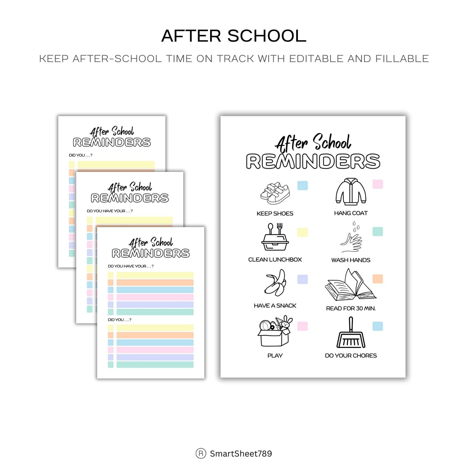 Before & After School Checklist: Editable Kids Planner (digital ...