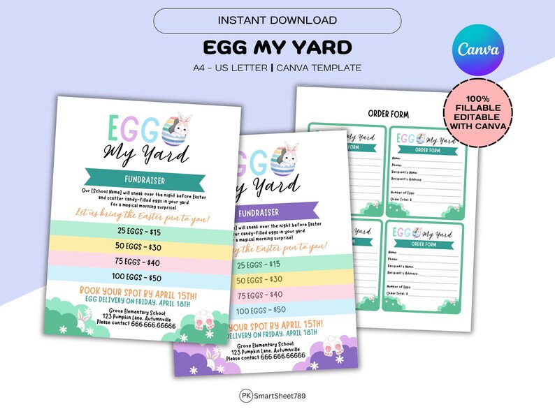 Editable Egg My Yard Flyer Printable, Egg My Yard Fundraiser, Printable ...
