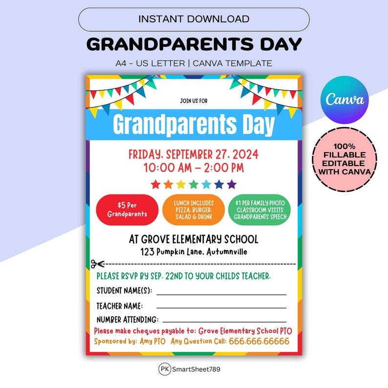 Grandparent Day Flyer, School Grandparents Day Event, Grandparents Day ...