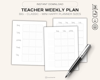 Happy Planner Classic Teacher Weekly Plan Printable Inserts, Teacher ...