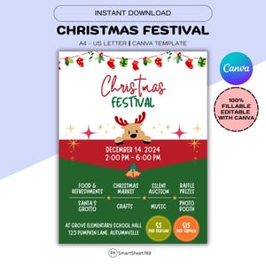 Christmas Holiday Festival Event Flyer Template Holiday School PTO ...