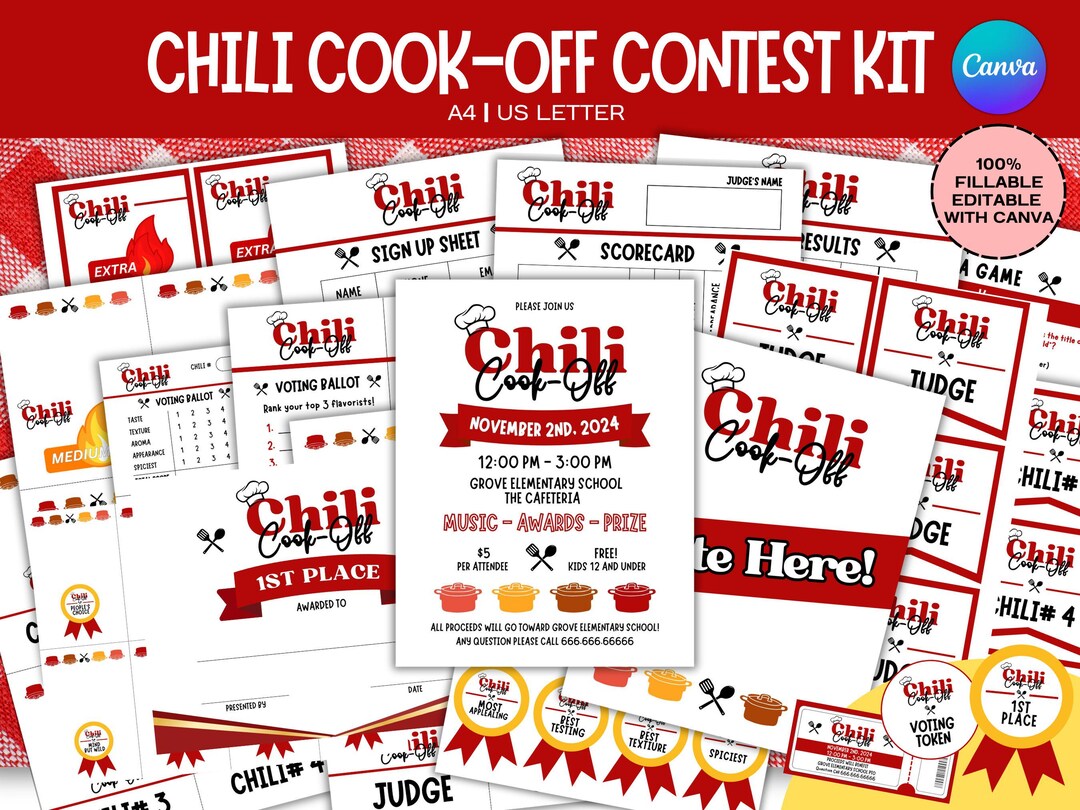 Editable Chili Cook-off Contest Kit, Chili Cook-off Party Printables ...