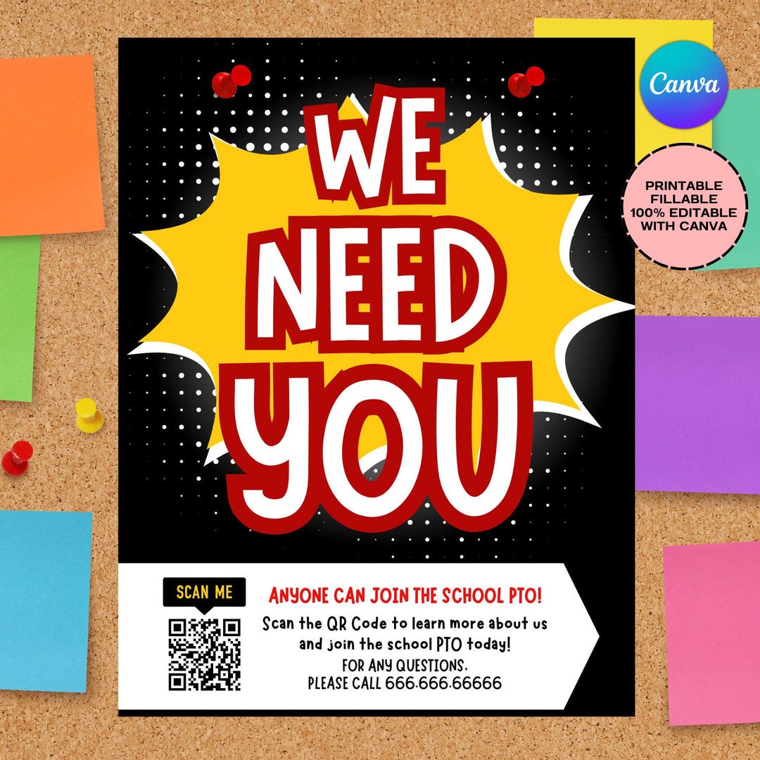 Editable Join the PTA, We Need You, PTO Marketing Flyer Template Ad ...