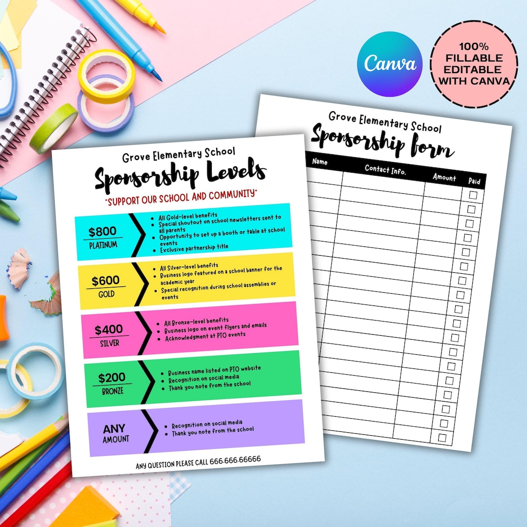 Editable Club Sponsorship Flyer Template: School PTA/PTO (canva ...