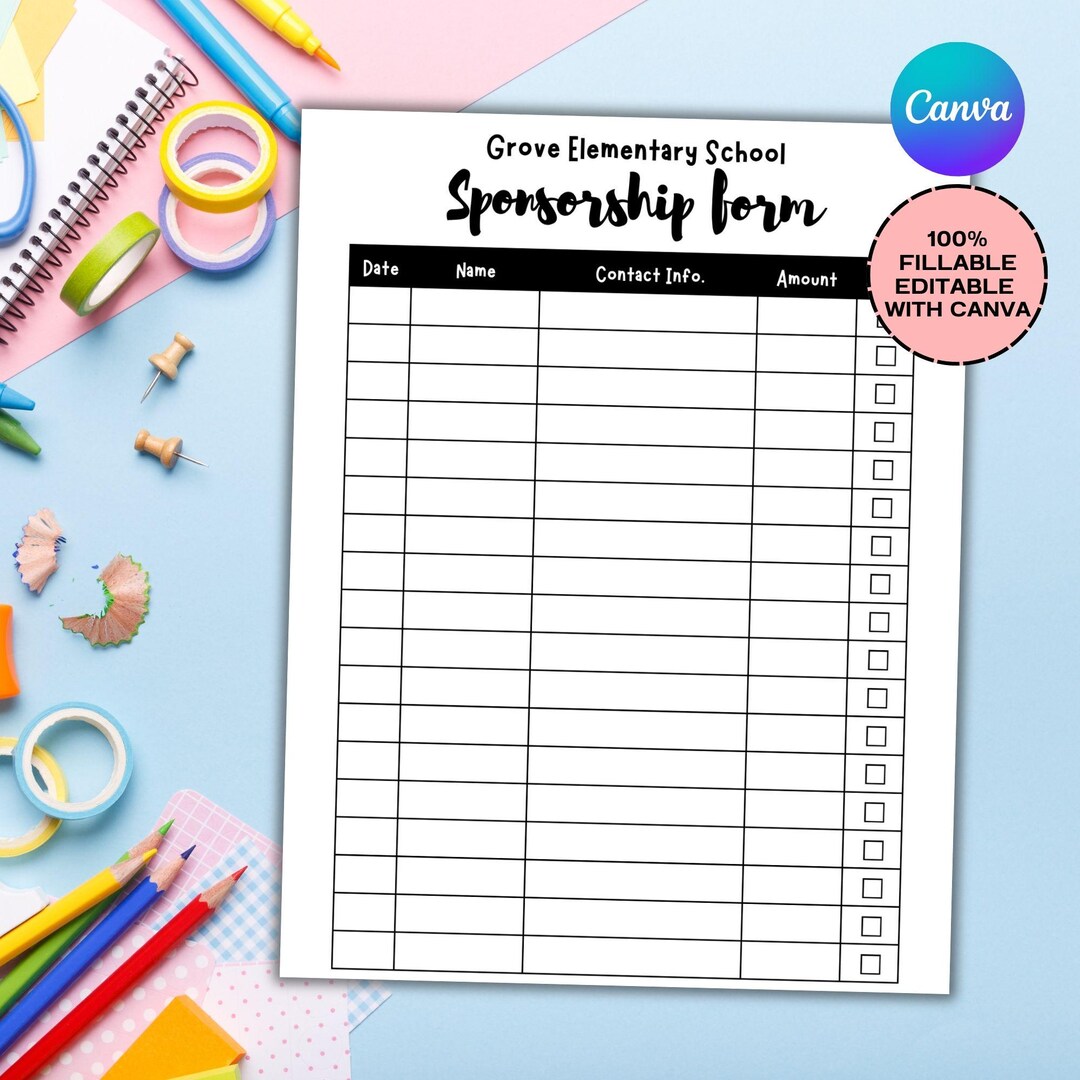Editable Sponsorship Form Template, Sponsorship Form, Sponsorship ...