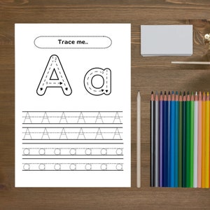 A-Z Tracing Worksheet for Preschool, Kids Practice, Alphabet Workbook ...