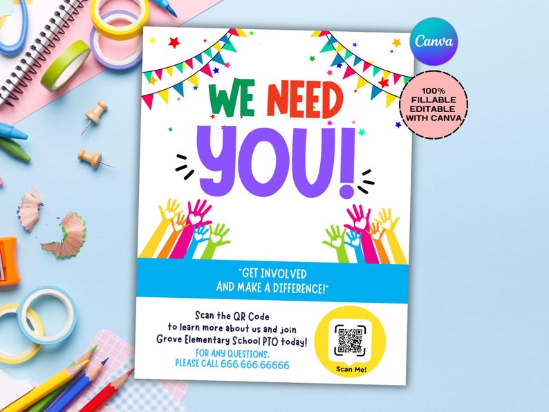 Editable Join the PTA Flyer Template: School Volunteer Recruitment ...