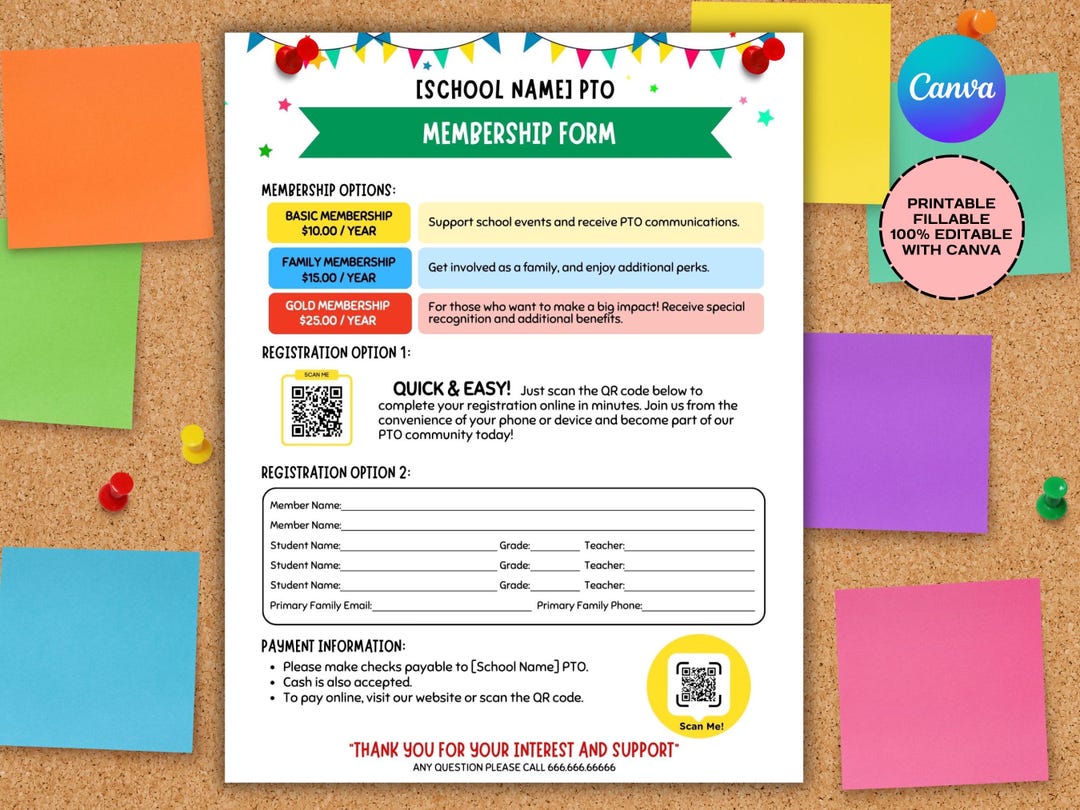 Editable PTO PTA Membership Form Flyer Template (digital Download) - Etsy