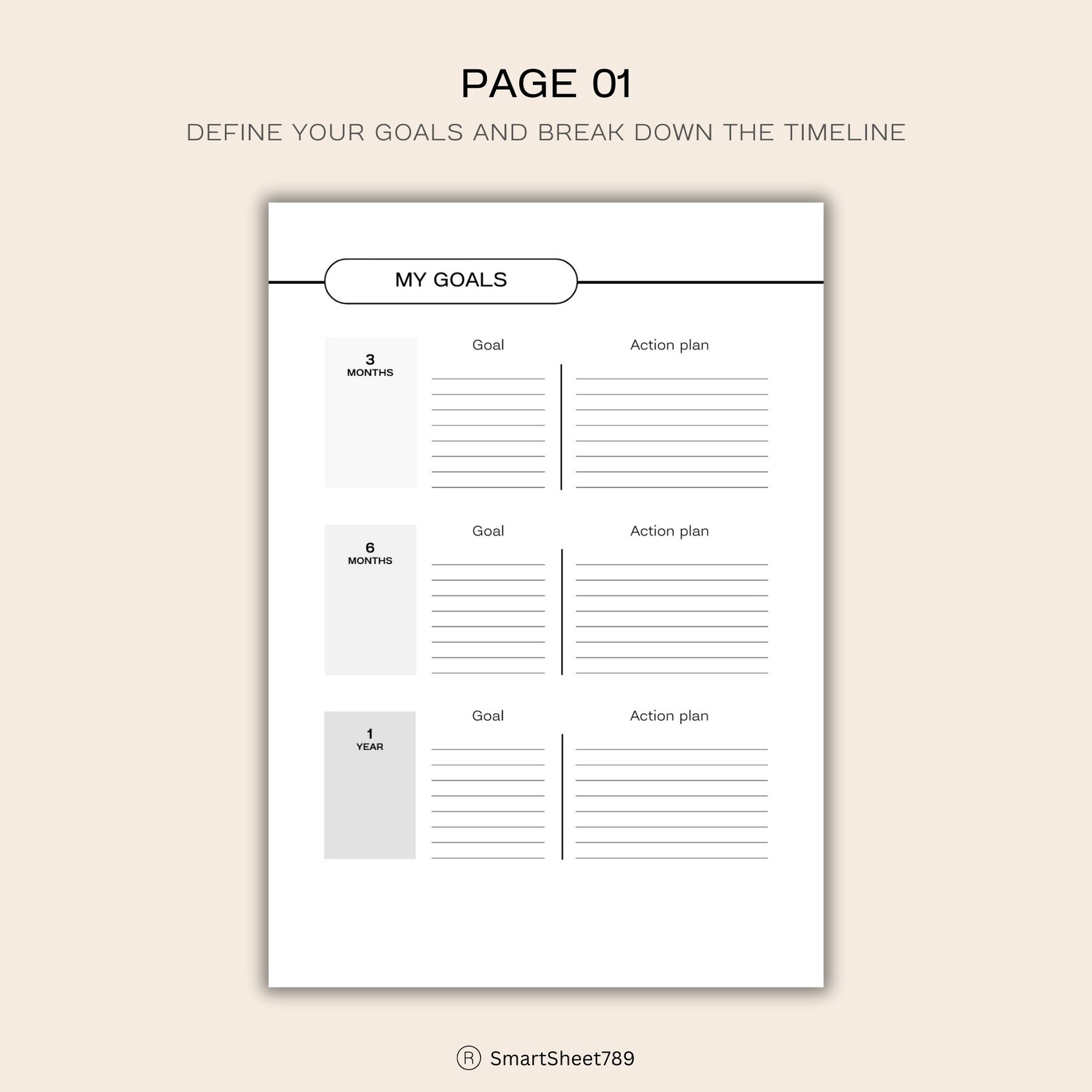 Goal Planner, Printable & Fillable PDF - Yearly Goals, Quarterly Goals ...