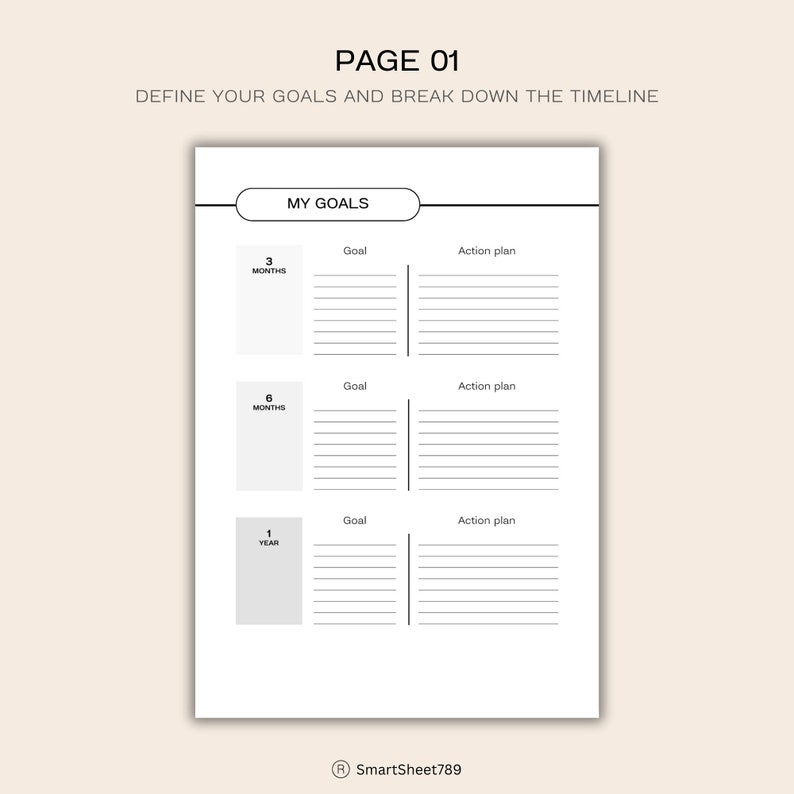 Goal Planner, Printable & Fillable PDF - Yearly Goals, Quarterly Goals ...