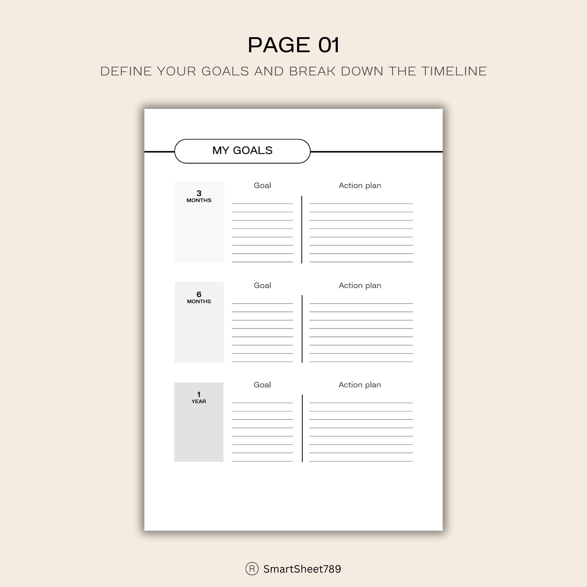 Goal Planner, Printable & Fillable PDF - Yearly Goals, Quarterly Goals ...