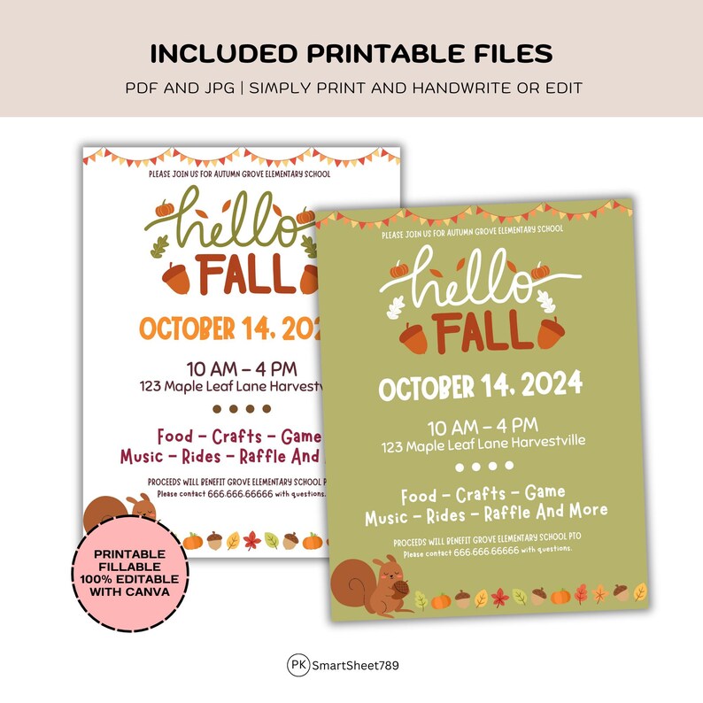 Editable Fall Festival Flyer: Harvest Party Invitation (digital ...