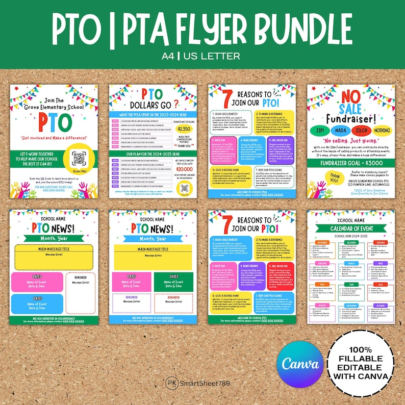 Editable PTA PTO Flyer Bundle: School Event Templates (canva) - Etsy