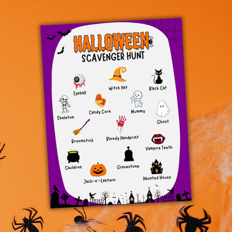 Halloween Scavenger Hunt for Kids, Outdoor Treasure Hunt Riddles ...