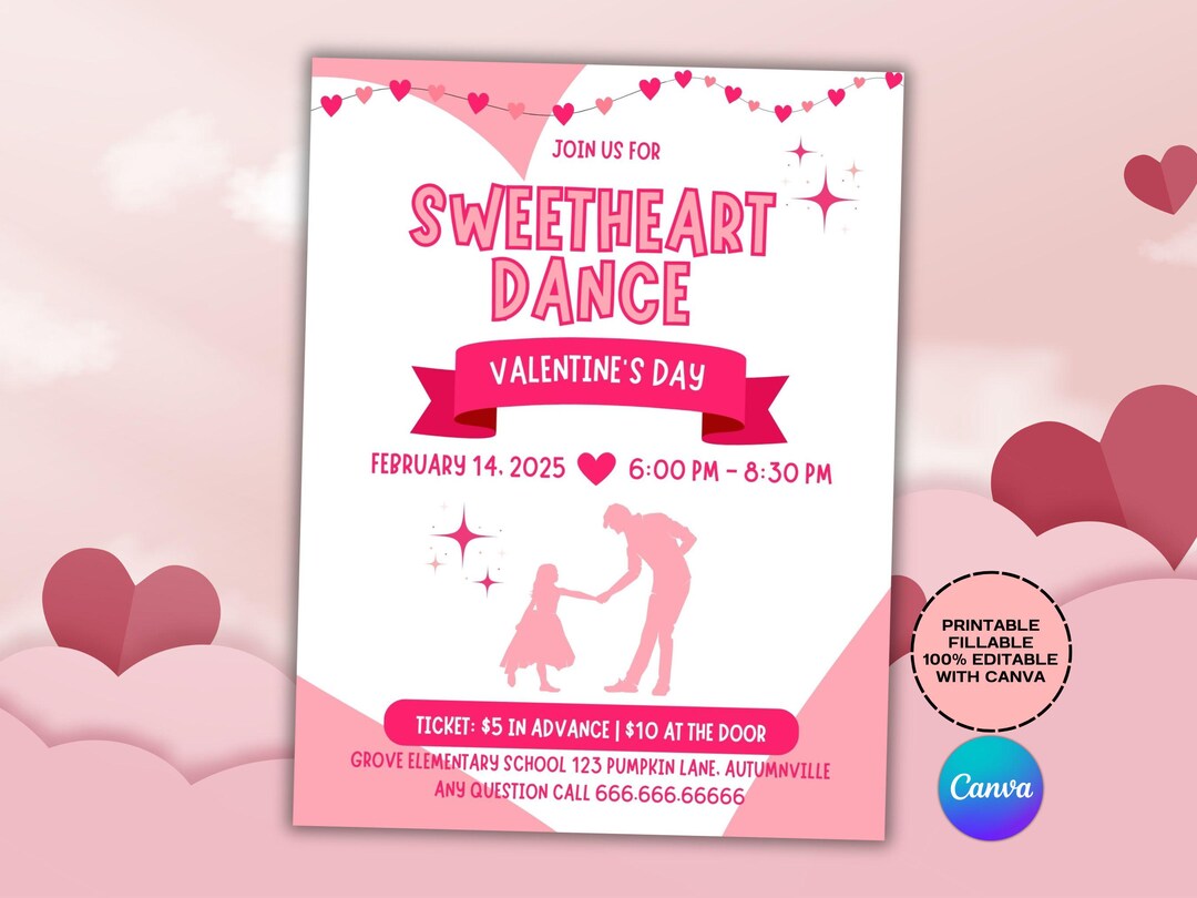 EDITABLE Valentine's Dance Flyer | School Dance Flyer | Valentine's Day ...