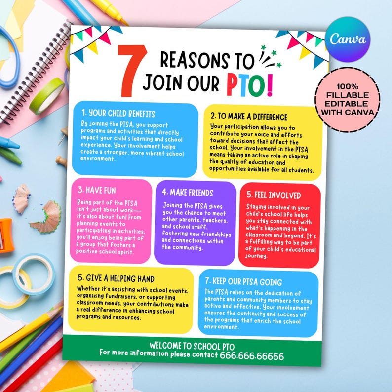 Editable Join PTA Flyer Template: School Volunteer Recruitment (canva ...