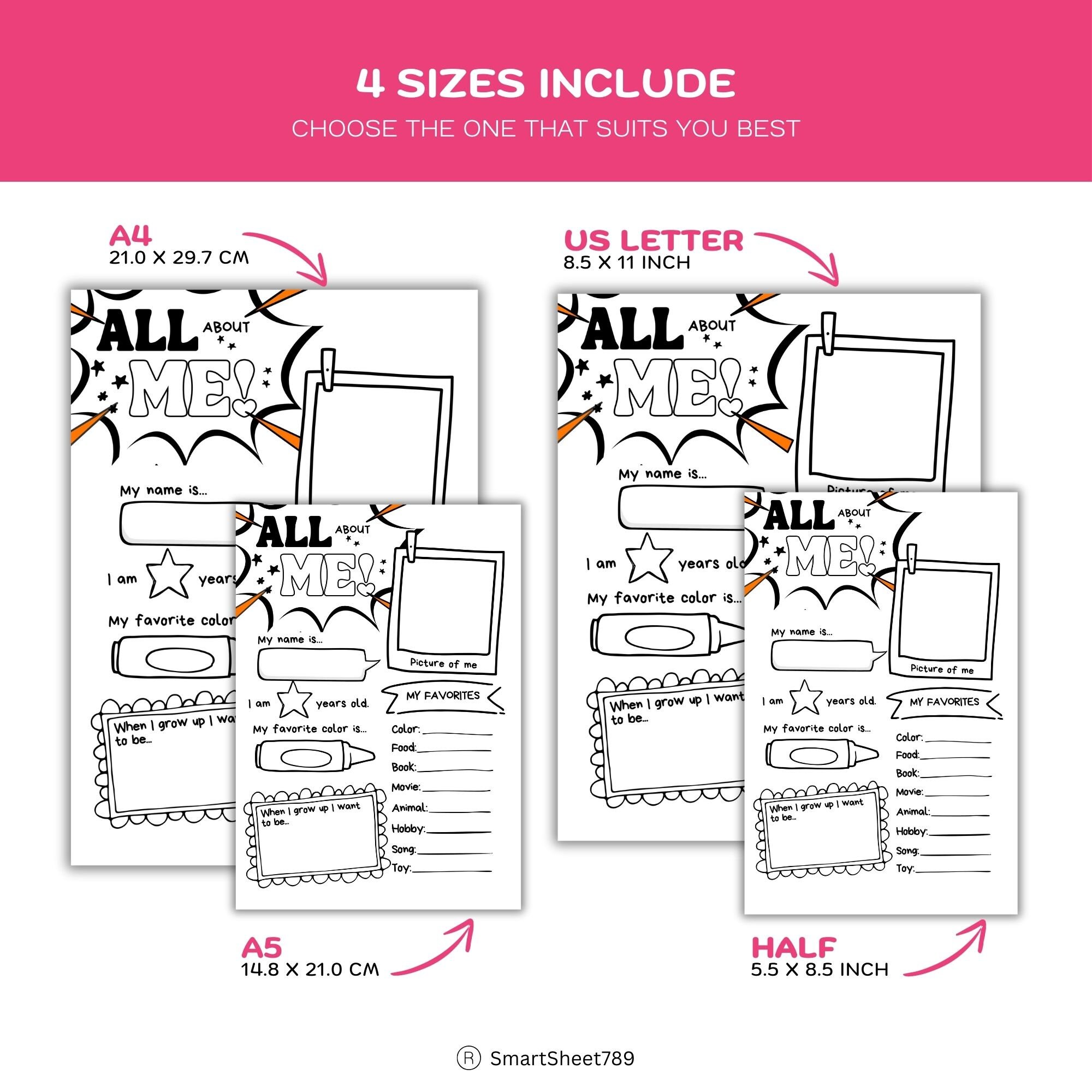 All About Me Poster: First Day of School Printable (editable PDF & JPG ...