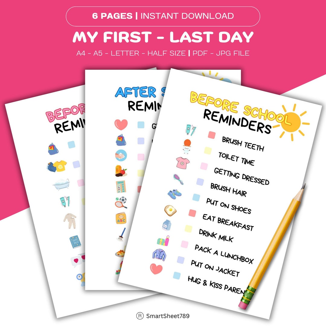 Before After School, Chore Chart Daily Checklist Responsibility Chart ...