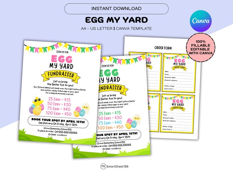 Editable Egg My Yard Flyer Printable, Egg My Yard Fundraiser, Printable ...