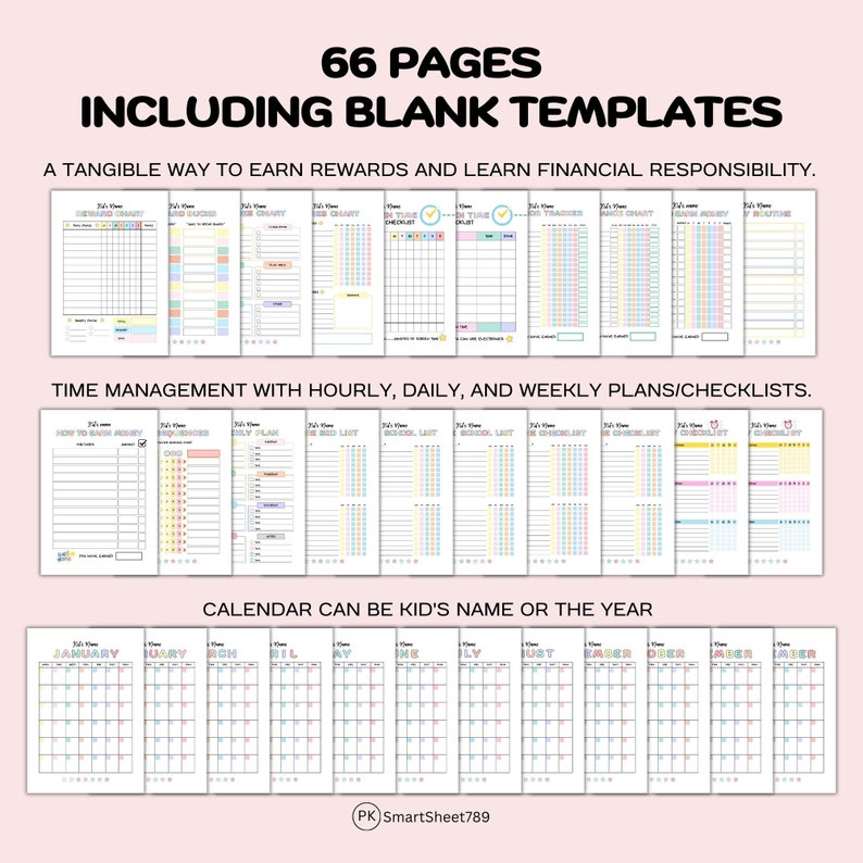 Editable Kids Chore Chart Bundle Daily Weekly Checklists, Rewards ...