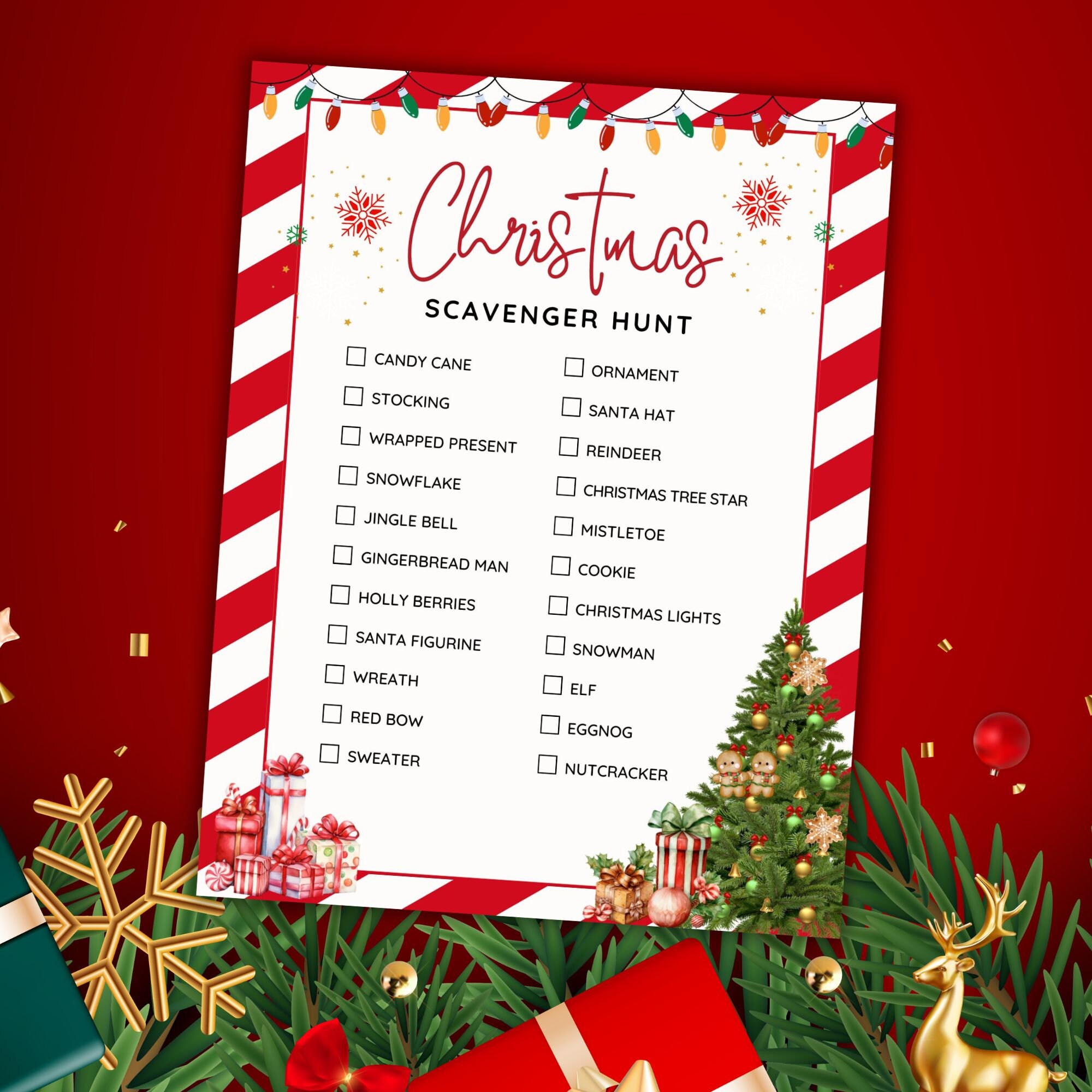 Christmas Scavenger Hunt Printable, Holiday Family Activity, Indoor and ...