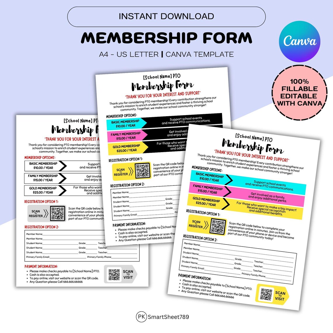 Editable PTO PTA Membership Form Flyer Template (digital Download) - Etsy