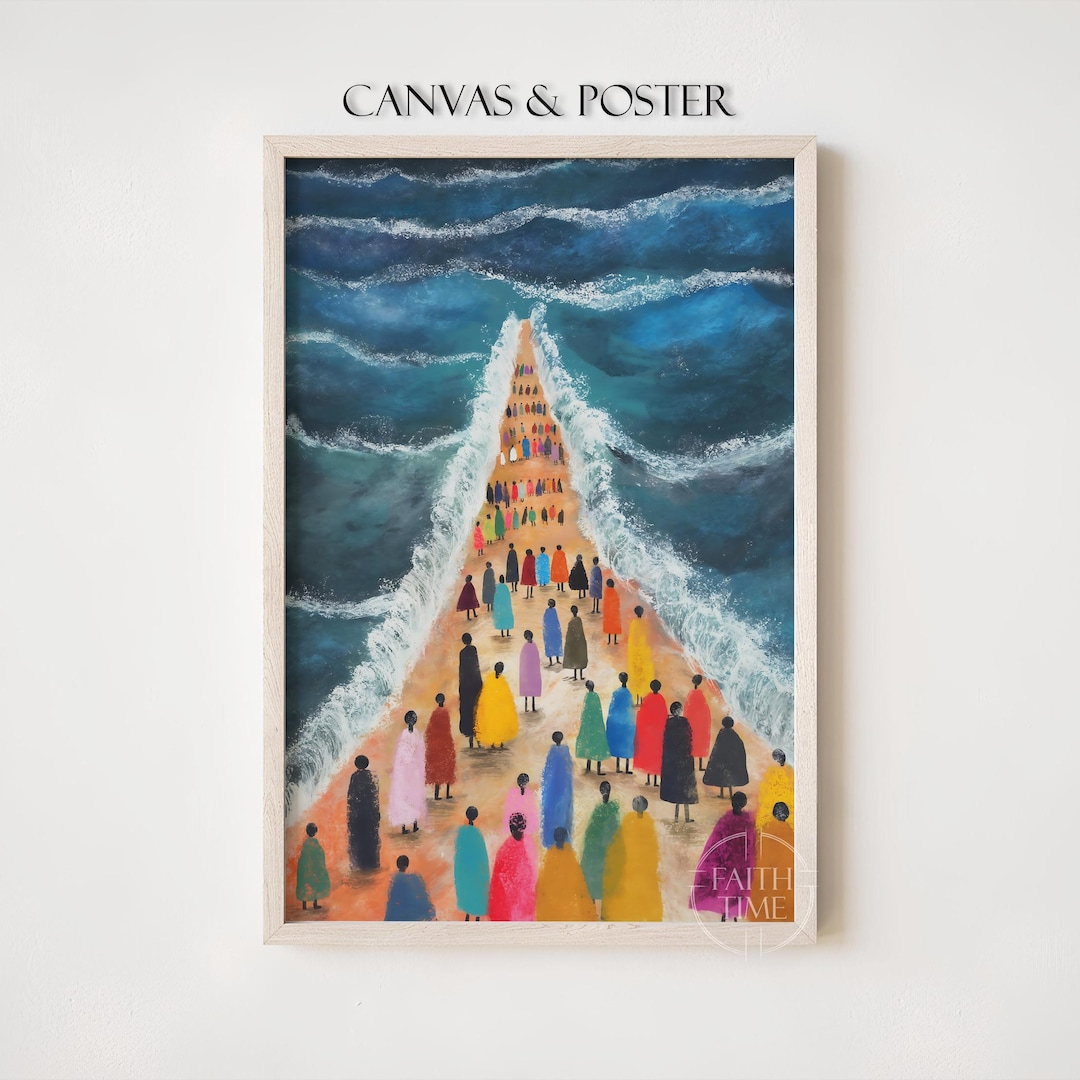 Crossing the Red Sea Canvas Moses Parted Red Sea Modern Christian ...