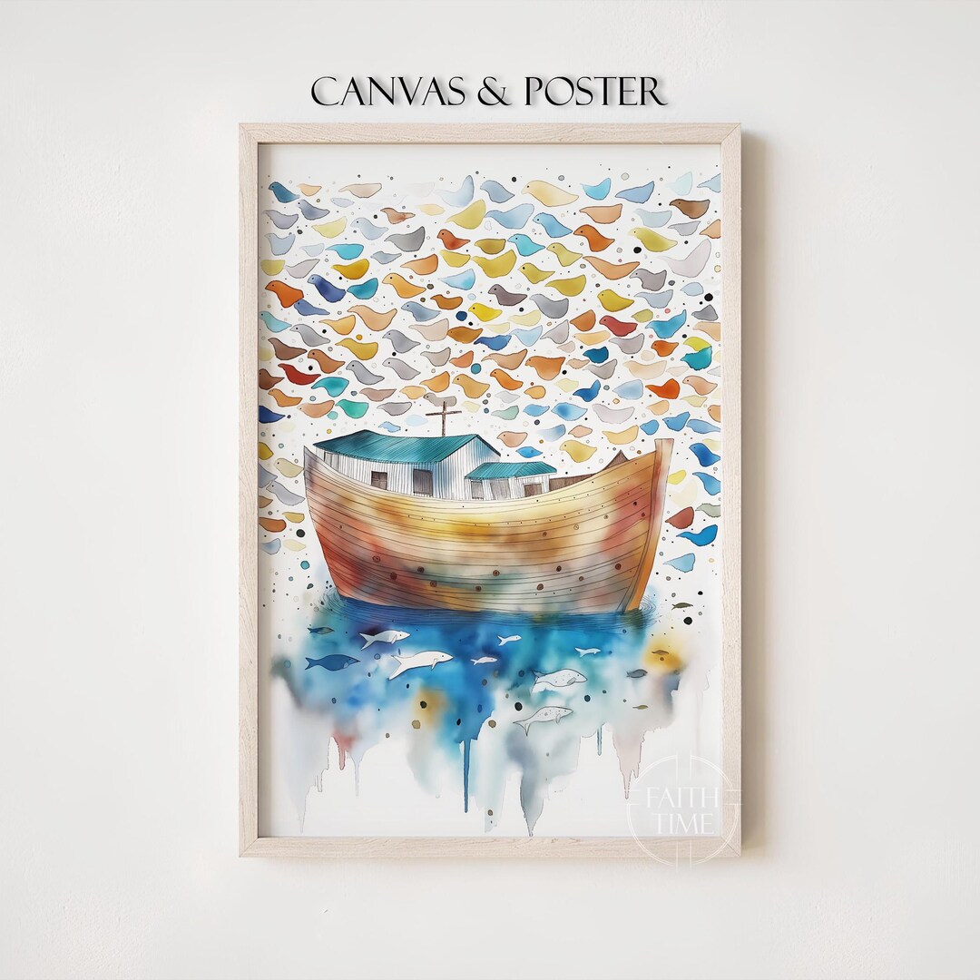 Noah's Ark Nursery Decor Noahs Ark Poster Framed Christian Wall Art ...