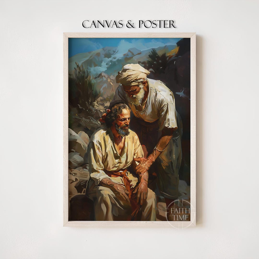 Good Samaritan Biblical Artwork Canvas Christian Wall Art Framed ...