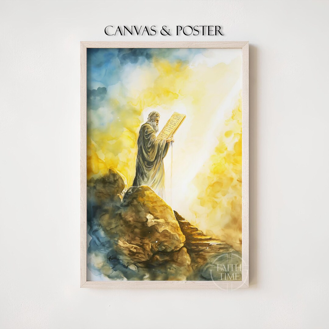 Ten Commandments Art Biblical Print 10 Commandments Wall Art Moses on ...