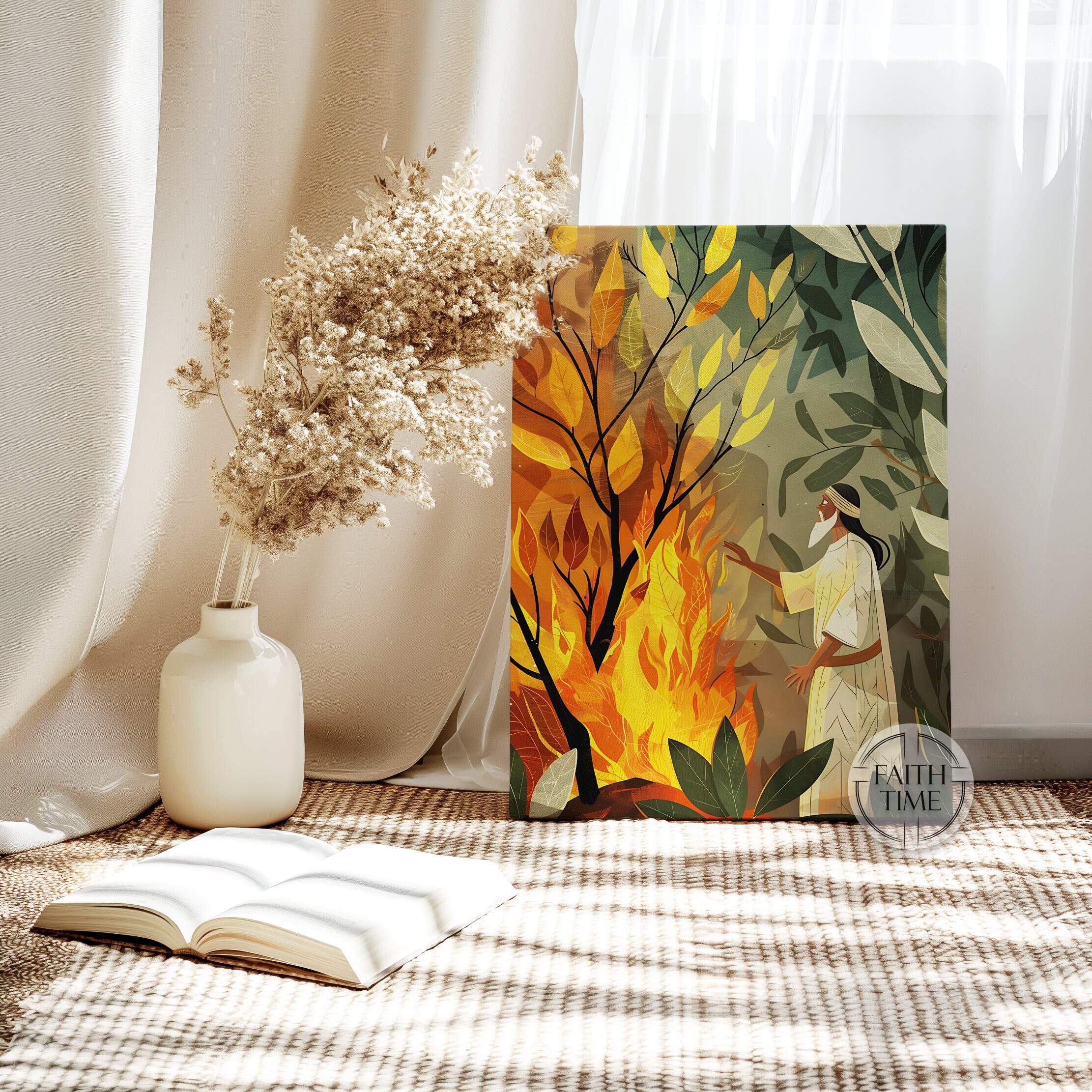 The Burning Bush Modern Poster, Digital Download, Christian Wall Art ...