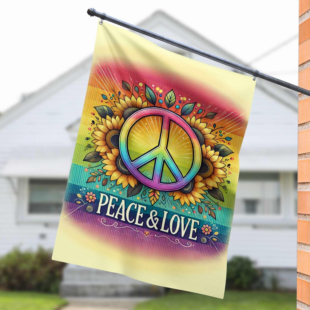 Classic Peace Sign Flag,tree of Life Yard Decoration,living Life in ...
