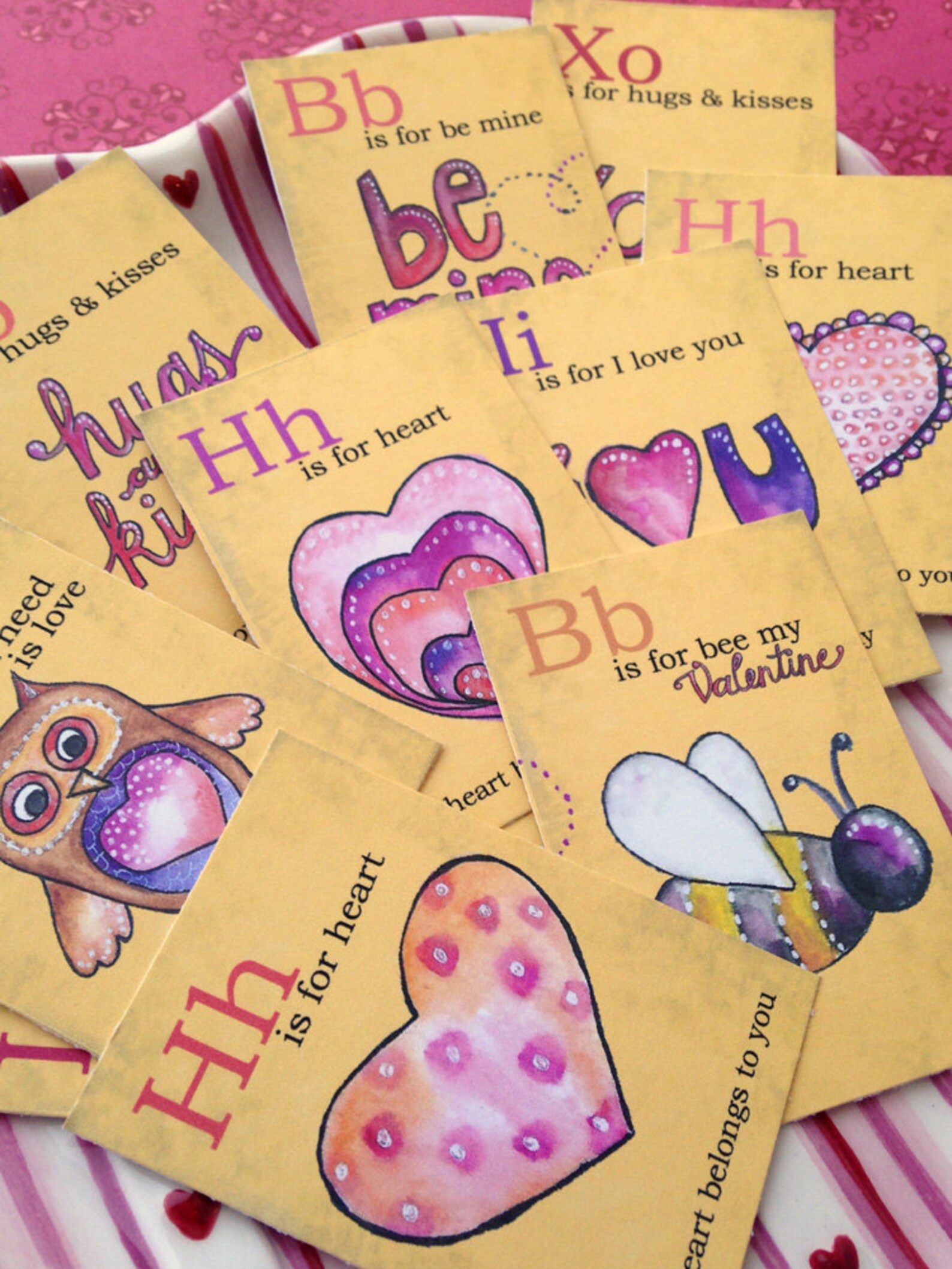 Valentine's Day Printable Mini Flash Cards - Etsy
