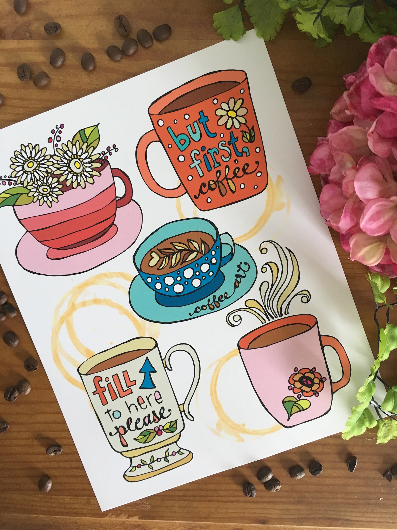 Coffee Mugs Art Print - Etsy
