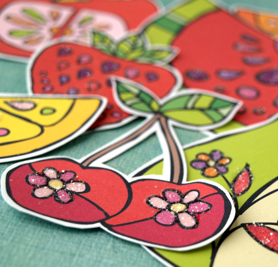 Fruit Glittered Paper Accents - Cute Fruit - Etsy