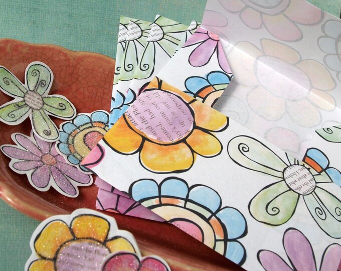 Watercolor Flower Envelopes and Stickers - Set of Five - Etsy