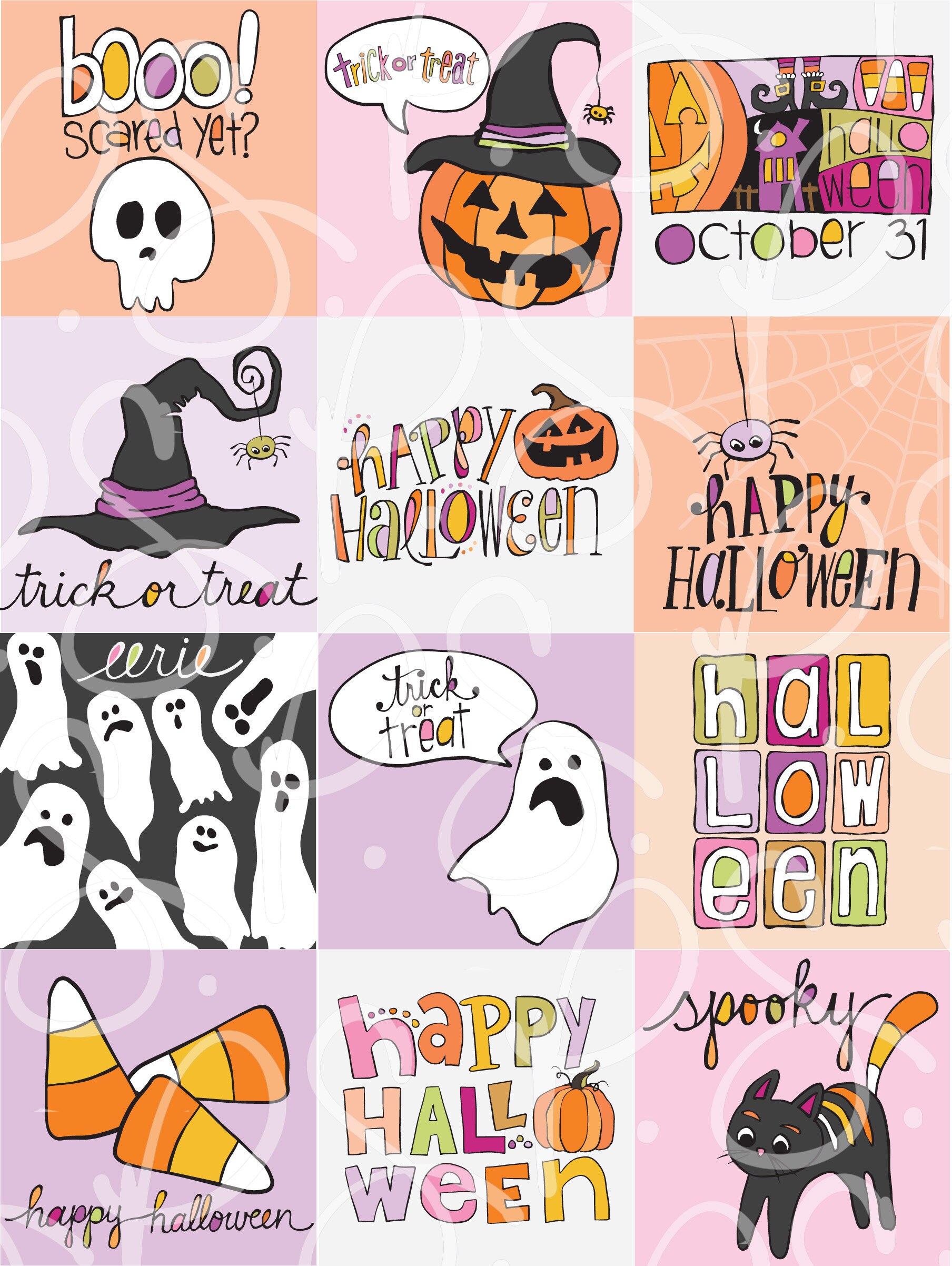 Instant Printable Halloween Art Digital Halloween Art Prints - Etsy