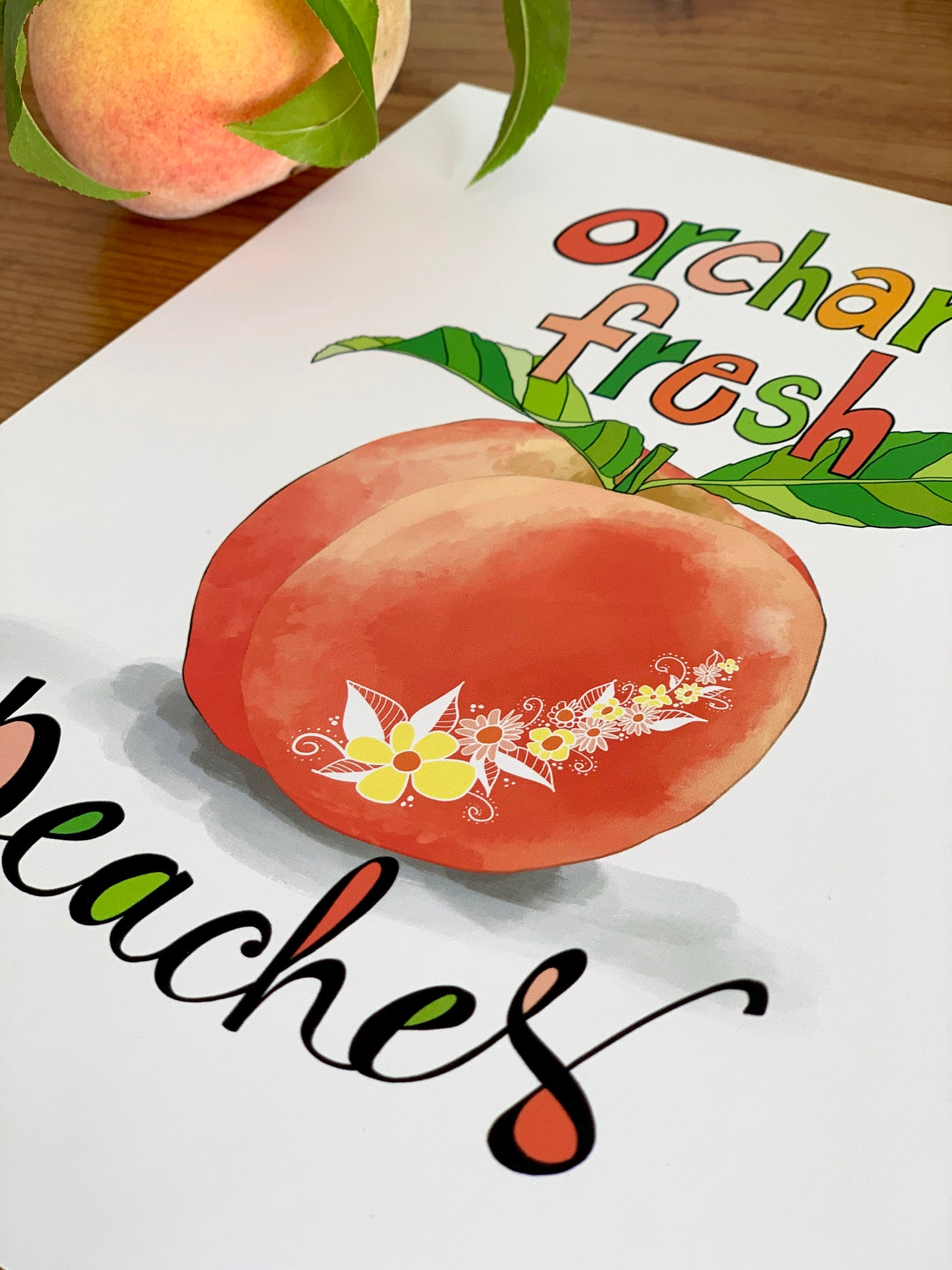 Orchard Fresh Peaches Art Print Peaches Print Peaches Art | Etsy