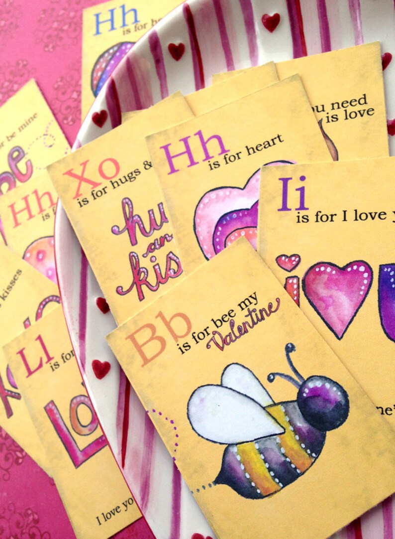 Valentine's Day Printable Mini Flash Cards - Etsy